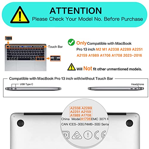 MOSISO Compatible with MacBook Pro 13 inch Case M2 2023, 2022, 2021-2016 A2338 M1 A2251 A2289 A2159 A1989 A1708 A1706, Plastic Hard Shell&Keyboard Cover&Screen Protector&Storage Bag, Black