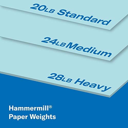 Hammermill Colored Paper, 20 lb Blue Printer Paper, 8.5 x 11-1 Ream (500 Sheets) - Made in the USA, Pastel Paper, 103309R