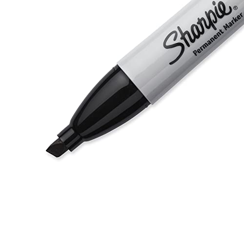 SHARPIE Permanent Markers, Chisel Tip, Black, 4 Count