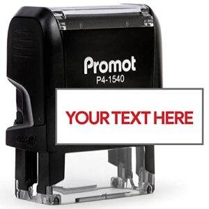 promot self inking 1 line custom stamp – personalized name stamp for office, teacher, address & business label stamp – choose font, ink color, pad, self inking for personal & professional use – small