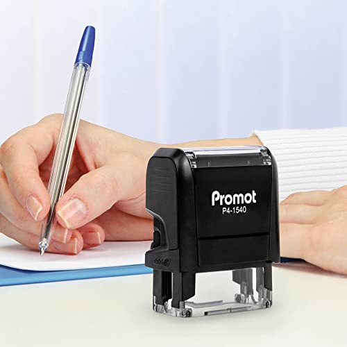 Promot Self Inking 1 Line Custom Stamp - Personalized Name Stamp for Office, Teacher, Address & Business Label Stamp - Choose Font, Ink Color, Pad, Self Inking for Personal & Professional Use - Small