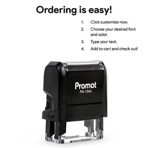 Promot Self Inking 1 Line Custom Stamp - Personalized Name Stamp for Office, Teacher, Address & Business Label Stamp - Choose Font, Ink Color, Pad, Self Inking for Personal & Professional Use - Small