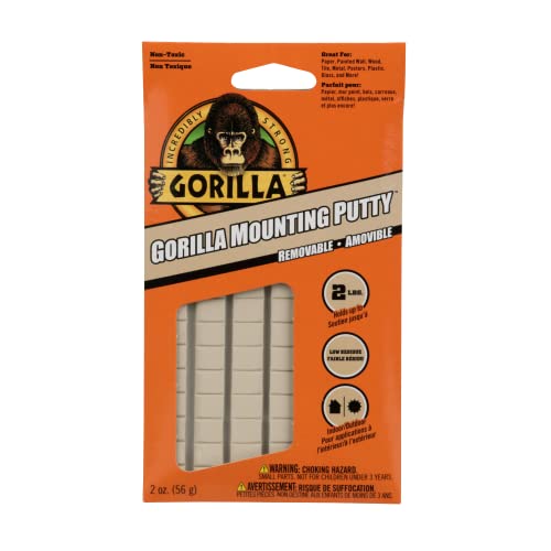 Gorilla Removable Mounting Putty, 84 Pre-cut Squares, Off White (Pack of 3)