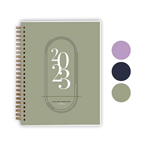 Rileys 2023 Weekly Planner - Annual Weekly & Monthly Agenda Planner, Jan - Dec 2023, Flexible Cover, Notes Pages, Twin-Wire Binding (8 x 6-Inches, Green)