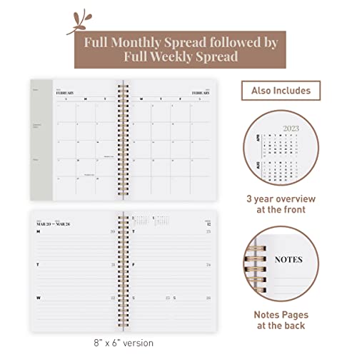 Rileys 2023 Weekly Planner - Annual Weekly & Monthly Agenda Planner, Jan - Dec 2023, Flexible Cover, Notes Pages, Twin-Wire Binding (8 x 6-Inches, Green)