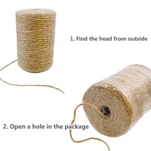 PerkHomy Natural Jute Twine 600 Feet Long Twine String for Crafts Gift Wrapping Packing Gardening Crochet Knitting Macrame Decor (Brown 2mm * 600feet)