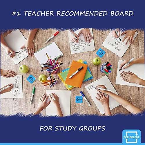 Scribbledo Set of 6 Small White Board Dry Erase Boards Classroom Pack Mini White Boards 9"x12” Personal Whiteboards for Students Teachers School Supplies Lapboards l 6 Mini Whiteboard Erasers Included