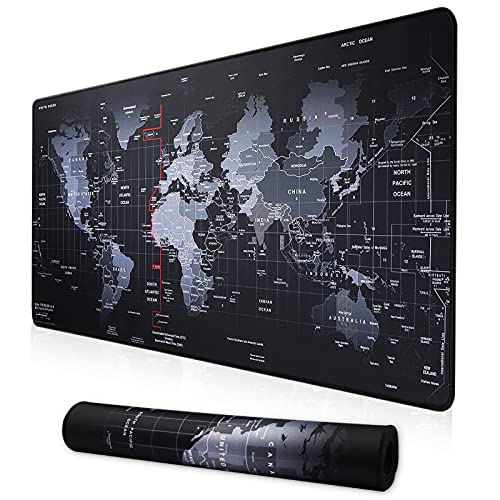 Cmhoo XXL Professional Large Mouse Pad & Computer Game Mouse Mat (35.4x15.7x0.1IN, Map) (90*40 Map)