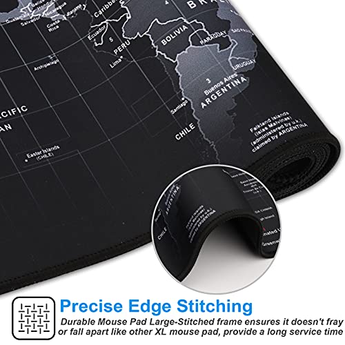 Cmhoo XXL Professional Large Mouse Pad & Computer Game Mouse Mat (35.4x15.7x0.1IN, Map) (90*40 Map)