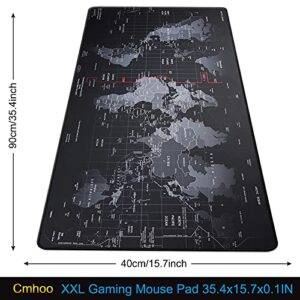 Cmhoo XXL Professional Large Mouse Pad & Computer Game Mouse Mat (35.4x15.7x0.1IN, Map) (90*40 Map)