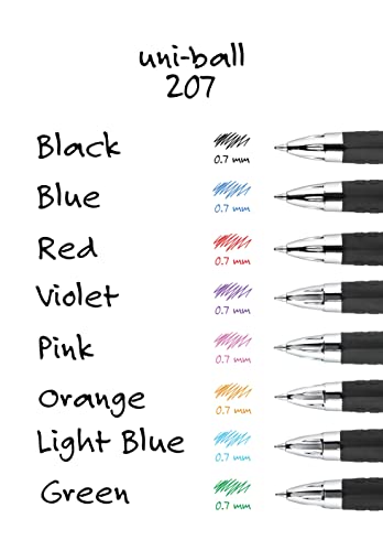 Black Retractable Gel Pens 2 Pack with Medium Points, Uni-Ball 207 Signo Click Pens are Fraud Proof and the Best Office Pens, Nursing Pens, Business Pens, School Pens, and Bible Pens