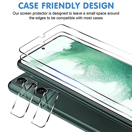 letosan [3+3 Pack] Glass Screen Protector for Samsung Galaxy S22 Plus 5G, 9H Tempered Glass, Ultrasonic Fingerprint Compatible,HD Clear Case Friendly for Galaxy S22 Plus Glass Screen Protector