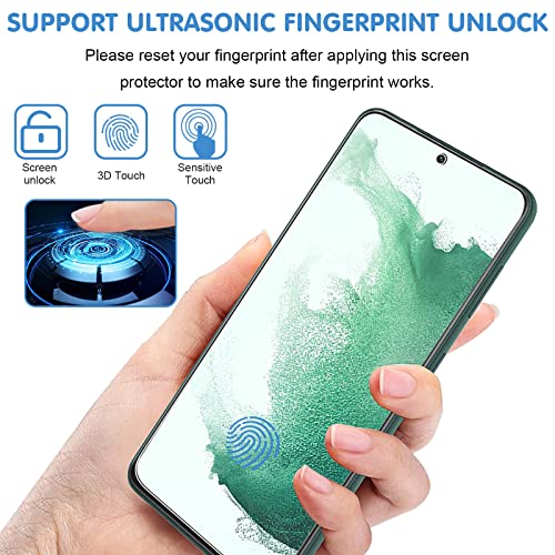 letosan [3+3 Pack] Glass Screen Protector for Samsung Galaxy S22 Plus 5G, 9H Tempered Glass, Ultrasonic Fingerprint Compatible,HD Clear Case Friendly for Galaxy S22 Plus Glass Screen Protector