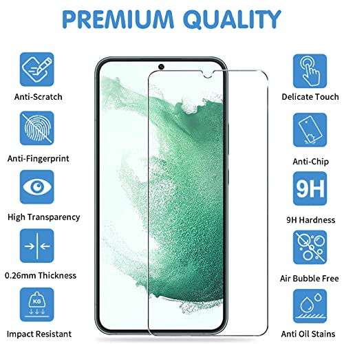 letosan [3+3 Pack] Glass Screen Protector for Samsung Galaxy S22 Plus 5G, 9H Tempered Glass, Ultrasonic Fingerprint Compatible,HD Clear Case Friendly for Galaxy S22 Plus Glass Screen Protector