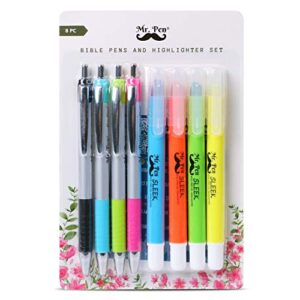 mr. pen- bible highlighters and pens no bleed, 8 pack, bible journaling kit, bible pens no bleed through, gel highlighters, bible markers no bleed through, bible study kit, christian gifts