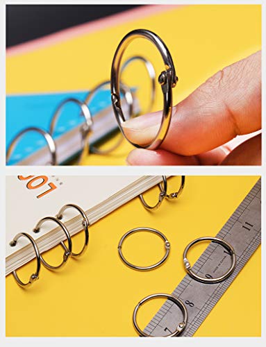 Loose Leaf Binder Rings 1-Inch（100 Pack） Office Book Rings, Nickel Plated Steel Binder Rings, Key Rings, Metal Book Rings, for School，Sliver