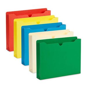 blue summit supplies 2 inch file jackets, reinforced straight cut tab, heavy duty 2 inch expansion pocket, letter size, assorted colors, 25 pack