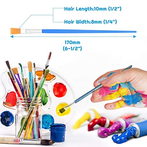 50 Pcs Flat Paint Brushes for Touch Up, Anezus Small Paint Brushes for Classroom Crafts Paint Brushes for Acrylic Painting Watercolor Canvas Face Painting