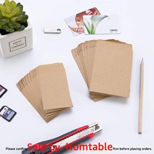 100 Pack Kraft Small Coin Envelopes Self-Adhesive Kraft Seed Envelopes Mini Parts Small Items Stamps Storage Packets Envelopes for Garden, Office or Wedding Gift(2.25"×3.5") (100)