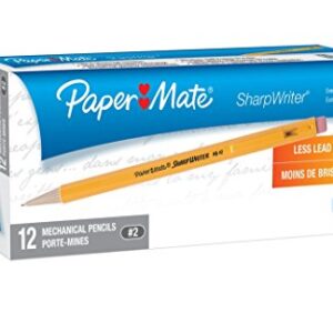 Paper Mate SharpWriter Mechanical Pencils, 0.7mm, HB #2, Yellow, 12 Count