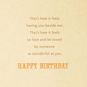 Hallmark Romantic Birthday Card (Gold and Green Leaf)