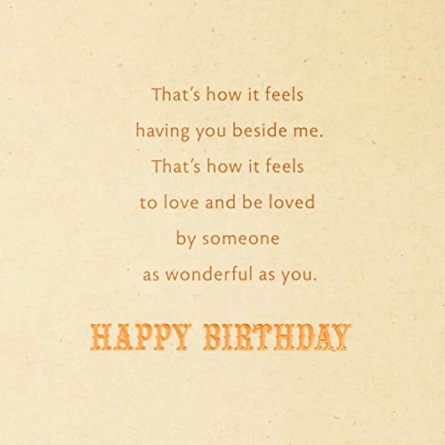 Hallmark Romantic Birthday Card (Gold and Green Leaf)