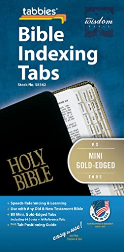 Tabbies Mini Gold-Edged Bible Indexing Tabs, Old & New Testament, 80 Tabs Including 64 Books & 16 Re