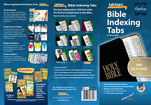 Tabbies Mini Gold-Edged Bible Indexing Tabs, Old & New Testament, 80 Tabs Including 64 Books & 16 Re