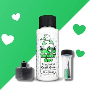 Bearly Art Precision Craft Glue - The Mini - 2fl oz with Tip Kit - Dries Clear - Metal Tip - Wrinkle Resistant - Flexible and Crack Resistant - Strong Hold Adhesive - Made in USA