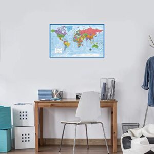 Laminated World Map & US Map Poster Set - 18" x 29" - Wall Chart Maps of the World & United States - Made in the USA (LAMINATED)