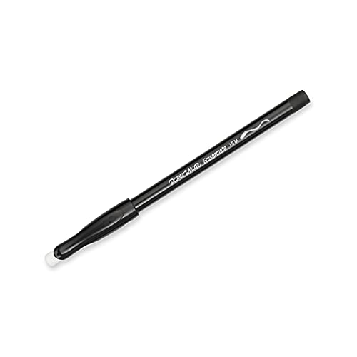 Paper Mate EraserMate Erasable Pen, Medium Point, Black, Box of 12