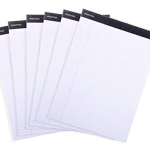 Mintra Office Legal Pads - ((PREMIUM WHITE 6pk, 8.5in x 11in, NARROW RULED)) - 50 Sheets per Notepad, Micro perforated Writing Pad, Notebook Paper for School, College, Office, Professional