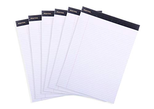 Mintra Office Legal Pads - ((PREMIUM WHITE 6pk, 8.5in x 11in, NARROW RULED)) - 50 Sheets per Notepad, Micro perforated Writing Pad, Notebook Paper for School, College, Office, Professional