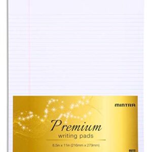 Mintra Office Legal Pads - ((PREMIUM WHITE 6pk, 8.5in x 11in, NARROW RULED)) - 50 Sheets per Notepad, Micro perforated Writing Pad, Notebook Paper for School, College, Office, Professional