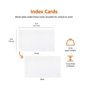 Amazon Basics Blank Index Cards, 3" x 5", White, 10-Packs of 100 (1000 Cards)