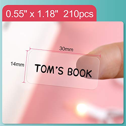 NIIMBOT Label Maker Tape (0.55" x 1.18") Printer Sticker Paper with Self-Adhesive for D11/D110/D101 Label Maker,1 Roll of 210 (Clear)