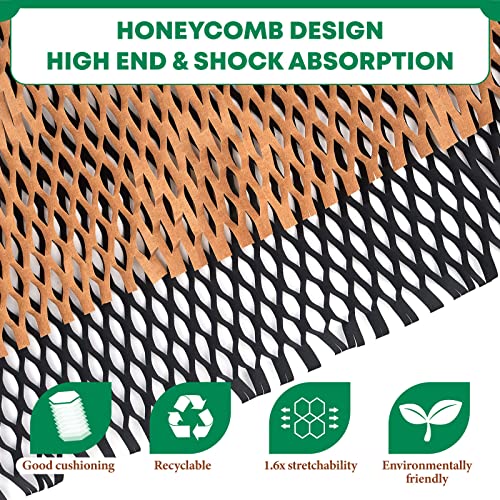 TDZWIN Honeycomb Packing Paper, 15"x 213' Eco Friendly Packing Paper for moving, Recyclable Honeycomb Packing Paper Wrapping Protective Roll With 12 Fragile Sticker Labels & 100Ft Jute Twine Brown