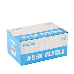 Rarlan Wood-Cased #2 HB Pencils, Pre-sharpened, 200 Count Bulk Pack