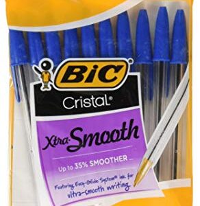 BIC 751766084321 Cristal Xtra Smooth Pens Blue Medium Point. 10-Pack