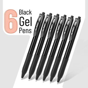 Mr. Pen- Pens, Black Gel Pens, 6 Pack, 0.7mm Fine Point, No Smear, Fast Dry, Gel Ink Pens, Black Ink Pen, Pens Bulk, Gel pen, Black Pens, Pens for Journaling, Retractable Pens, Premium Ink Pen