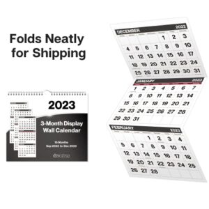 CRANBURY 3-Month Wall Calendar 2023 - (Classic, 11x26" Open), Three Months Wall Calendar with 3-Month View, Big Wall Calendar, Spiral Bound, Ships Folded