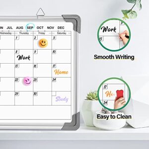 Dry Erase Whiteboard Calendar for Wall, 16" x 12" Magnetic White Board Dry Erase Calendar Monthly Planner Memo Hanging Double-Sided Board, Portable Board for Home, School, Office, Kitchen (White)