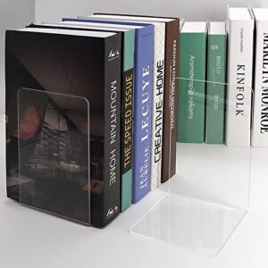 Bookend, DRLIFE Clear Acrylic Bookends for Shelves, Book End, Book Stopper for Heavy Duty Books, CDs, Video Games (1 Pair/2 Pieces)