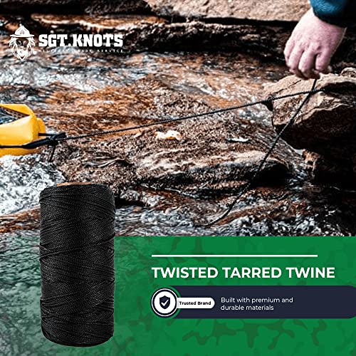 SGT KNOTS Tarred Twine - 100% Nylon Bank Line for Bushcraft, Netting, Gear Bundles, Home Improvement, Construction, Lacing Twisted Cord, Weatherproof | #36 - 1/4 lb