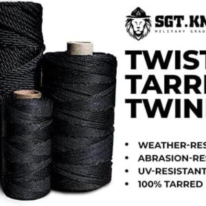 SGT KNOTS Tarred Twine - 100% Nylon Bank Line for Bushcraft, Netting, Gear Bundles, Home Improvement, Construction, Lacing Twisted Cord, Weatherproof | #36 - 1/4 lb