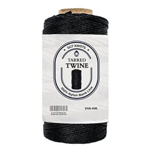 SGT KNOTS Tarred Twine - 100% Nylon Bank Line for Bushcraft, Netting, Gear Bundles, Home Improvement, Construction, Lacing Twisted Cord, Weatherproof | #36 - 1/4 lb