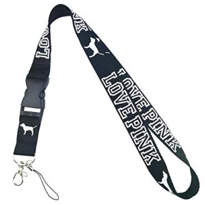 gfhfrtha lanyard neck strap keychain id holder keyring keys (black)