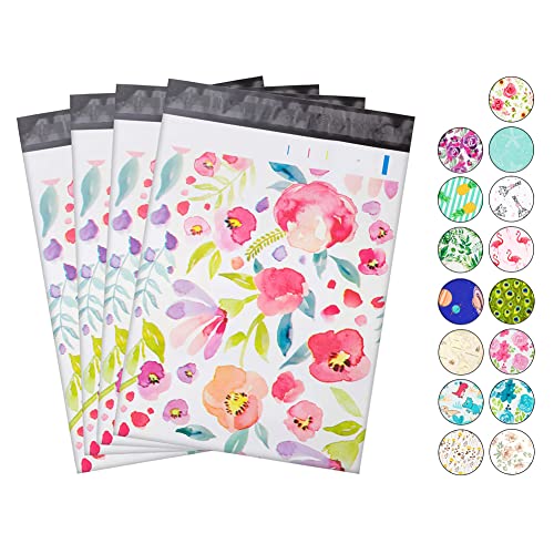 100PCS Large Poly Mailers, 10X13 Inch Shipping Bags, Fashion Shipping Envelopes, Plastic Packaging Bags, Self-Seal Polymailers, Mailers Poly Bags, Mailing Bags for Small Business, Clothing - Floral