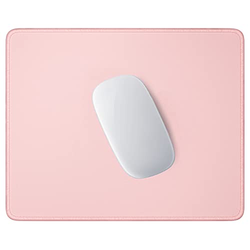 Hsurbtra Mouse Pad, Premium-Textured Square Mousepad 10.2 x 8.3 Inch, Stitched Edge Anti-Slip Waterproof Rubber Mouse Mat, Pretty Cute Mouse Pad for Office Gaming Laptop Women Kids Pink