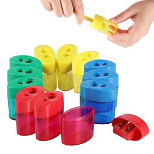 kidmen 2 holes pencil sharpener,pencil sharpener for kids,pencil sharpener handheld-12 pack